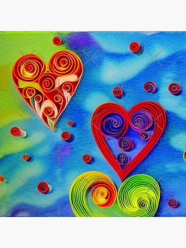 Póster «Love Swirls - Quilling de papel de corazón en acuarela» de ...