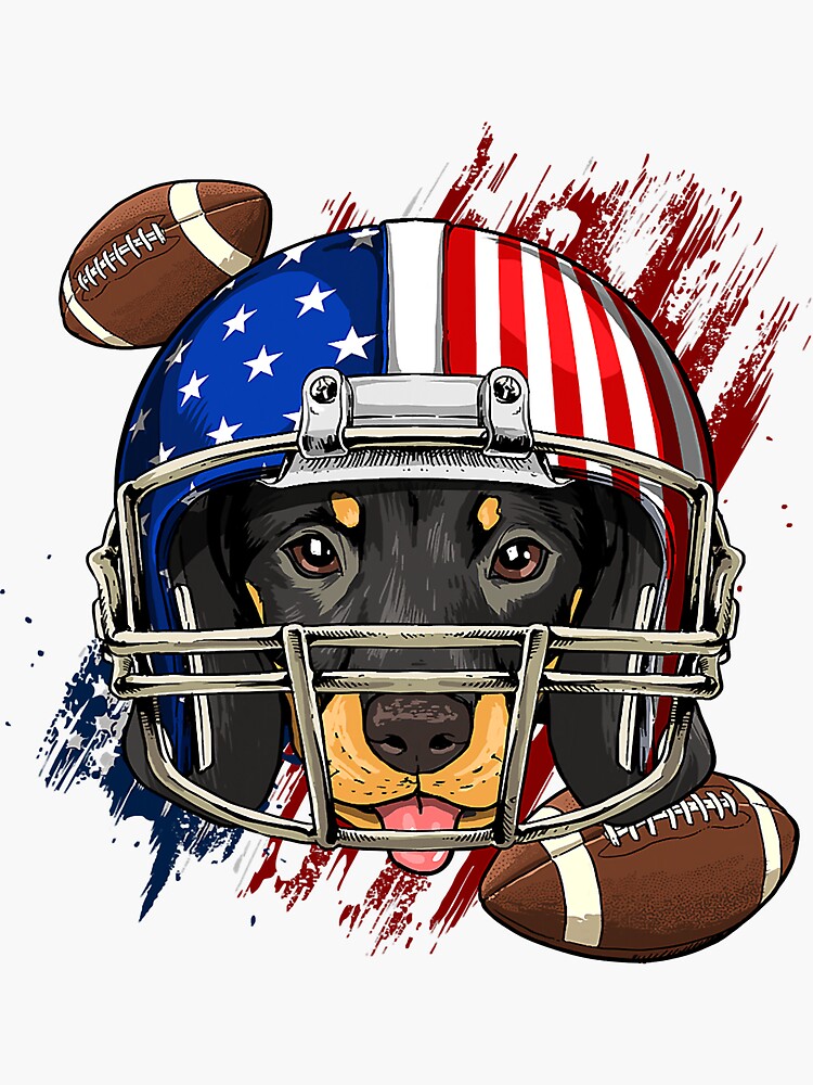 "Dachshund American Football Dog Lovers USA Flag 149" Sticker for Sale ...