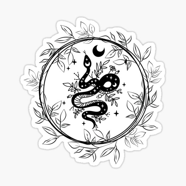 "Witchy Earth Element Snake Black and White Sticker" Sticker for Sale ...