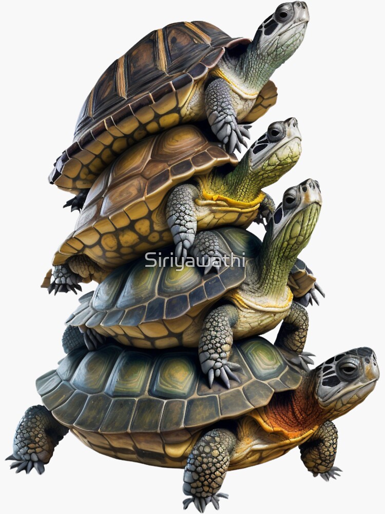 "One Tall Stack Of Turtles " Sticker for Sale by Siriyawathi | Redbubble