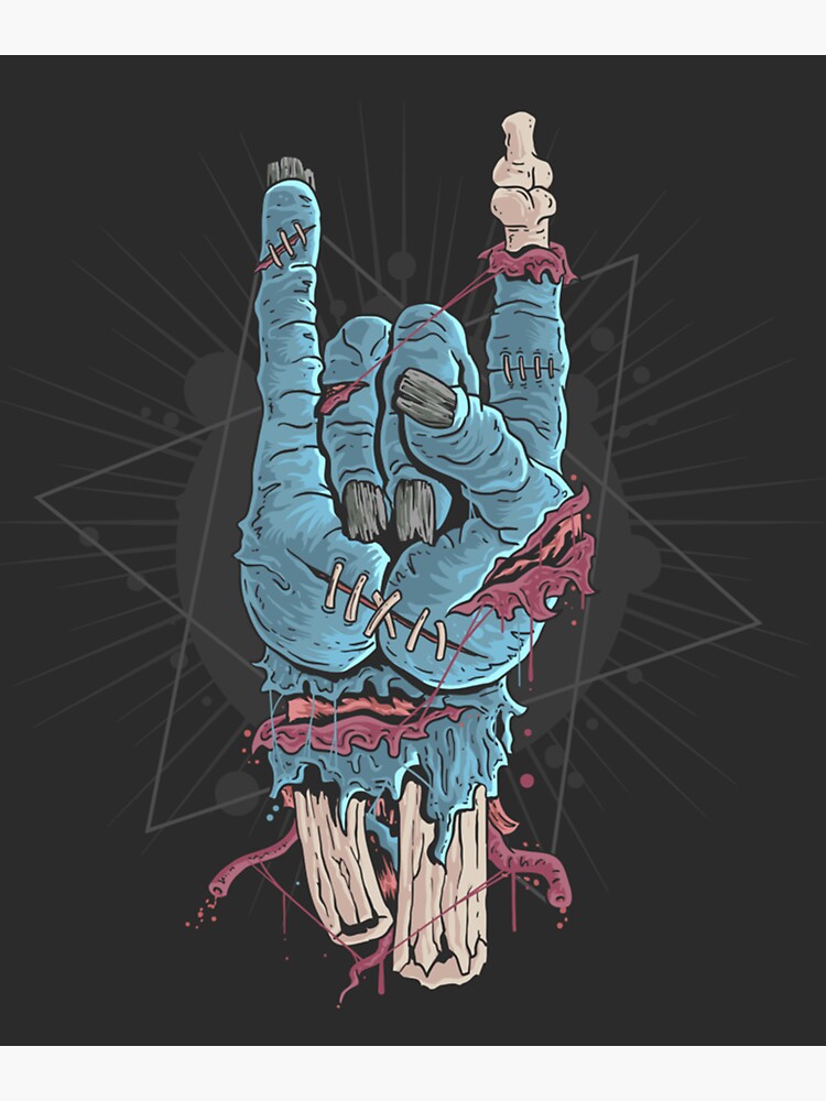 "Zombie Rock On Horns Hand Sticker" Sticker for Sale by pherlyismuniq ...