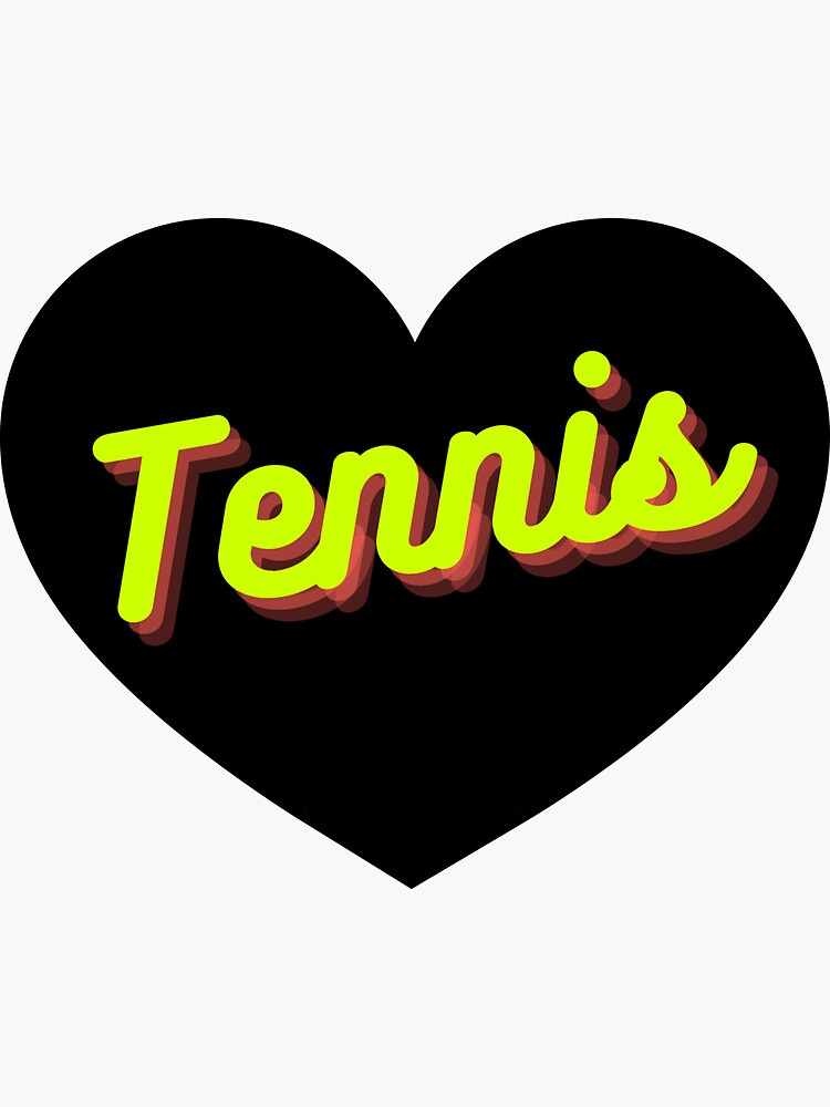 "Black background tennis heart cursive font" Sticker for Sale by Sports ...