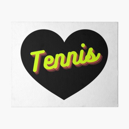 "Black background tennis heart cursive font" Art Board Print for Sale ...
