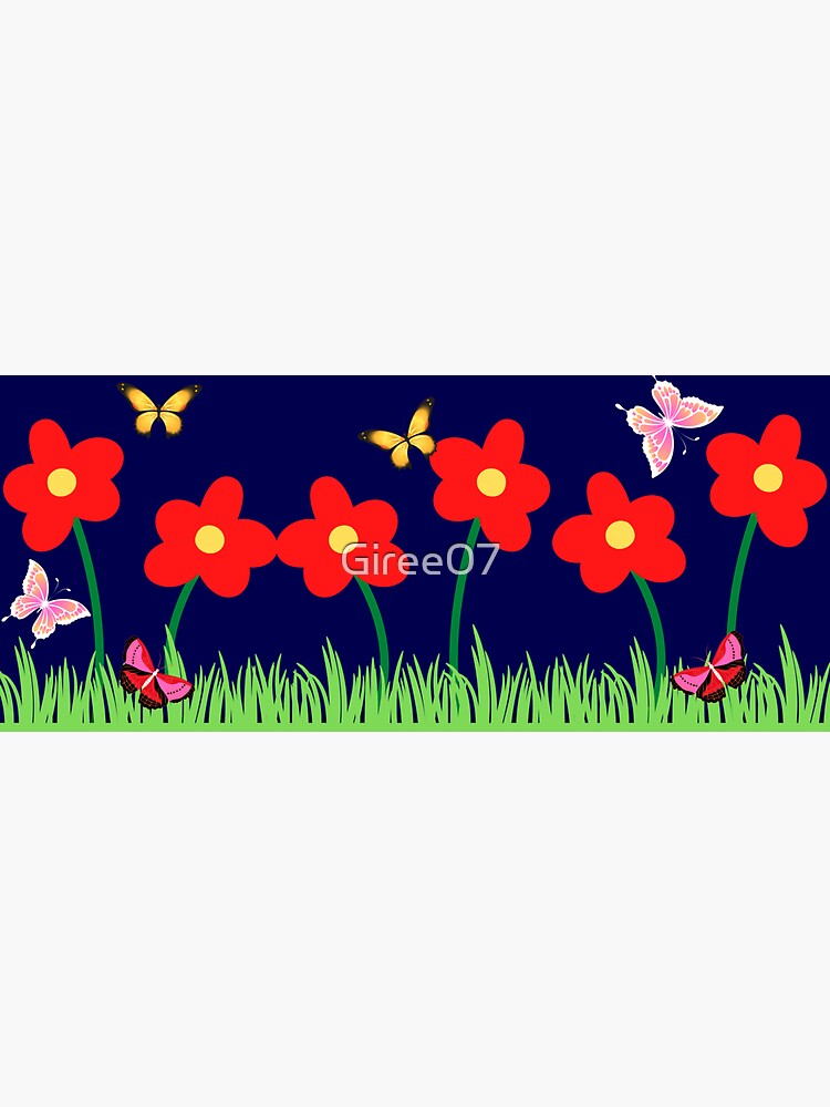"Red blossom banner with daffodils and grass. Holiday decor elements on ...