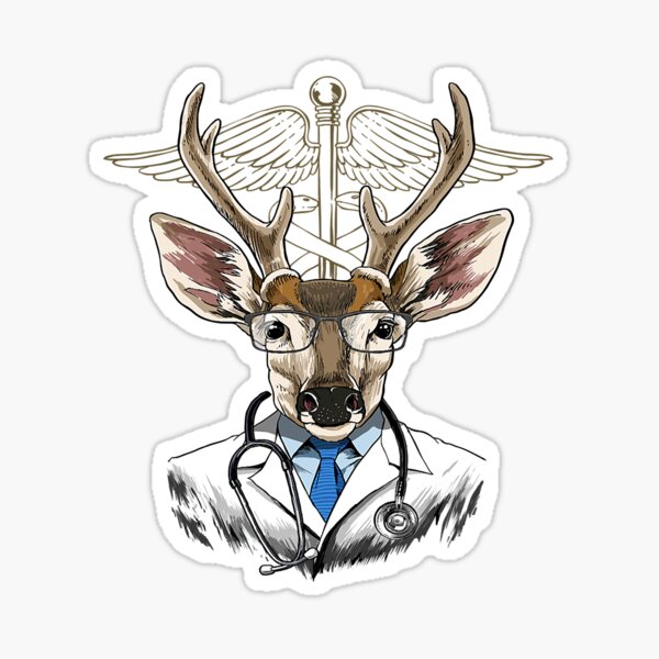 "Deer Doctor Vet Veterinarian Animal Lover 292" Sticker for Sale by ...
