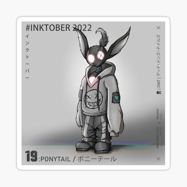 "Inktober 19 - Pony tail" Sticker for Sale by thep1rateking | Redbubble
