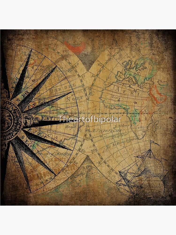 "Vintage Style Antique Nautical Map Design" Poster for Sale by ...