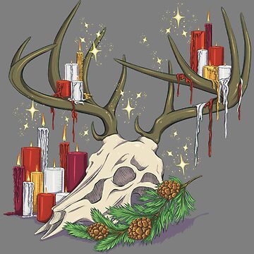 "Yule Deer Skull | Christmas Yule Design | Witchy Christmas" Sticker ...