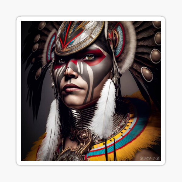 "Native American Indians cyberpunk future 3" Sticker for Sale by Mya-M ...