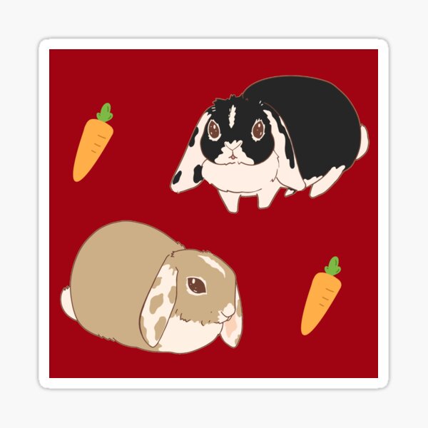 "Chonky bunnies red" Sticker for Sale by spider-webz | Redbubble