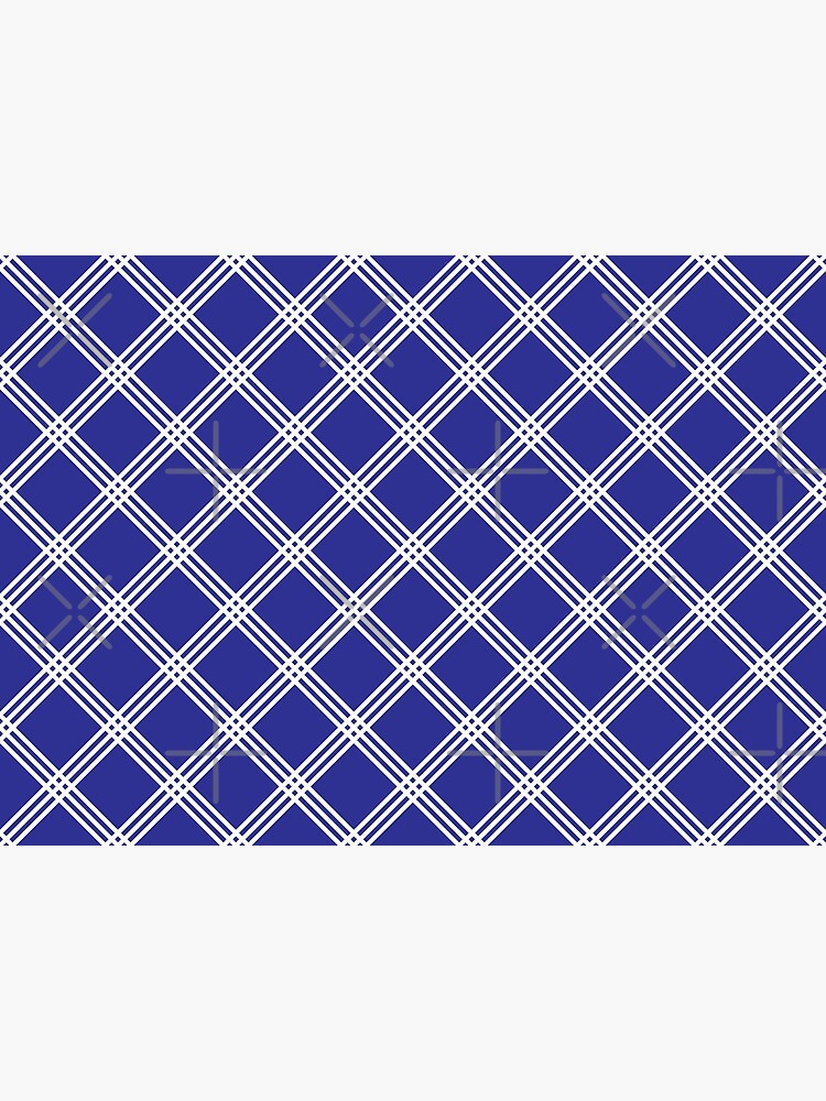 "White and Blue Three Lines Diagonal Checkered Pattern ii" Poster for ...