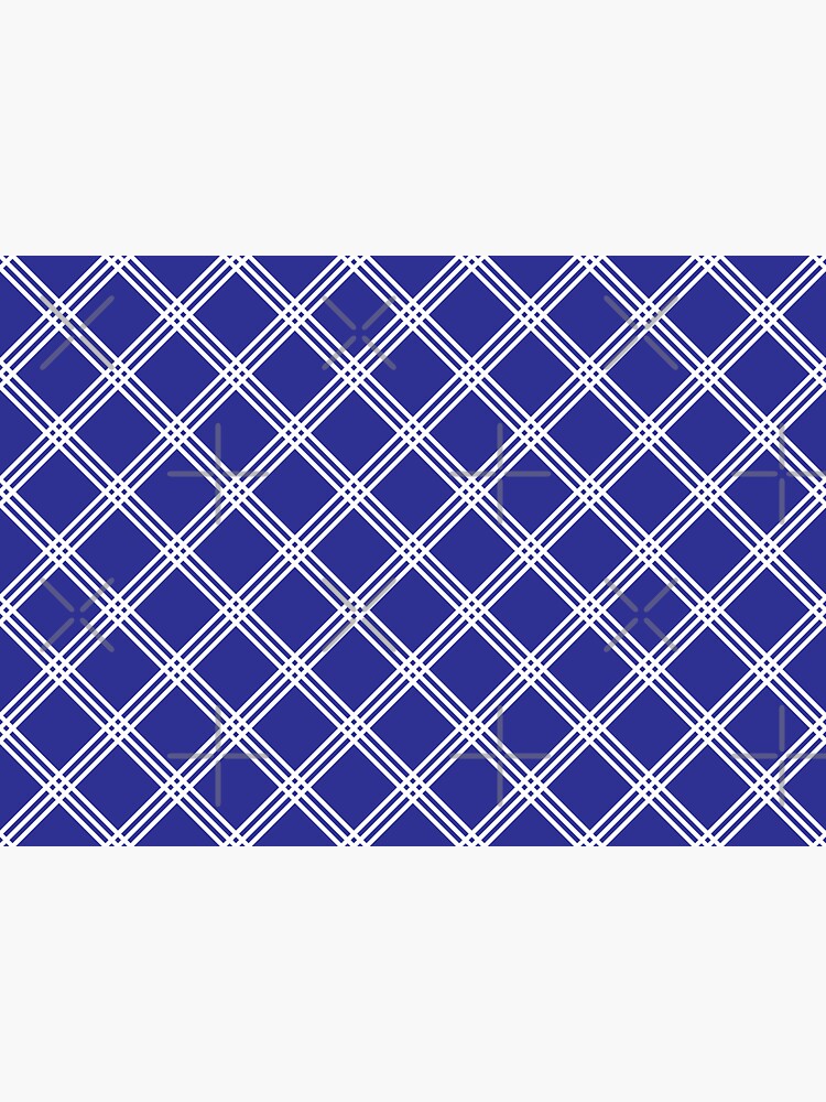 "White and Blue Three Lines Diagonal Checkered Pattern ii" Sticker for ...