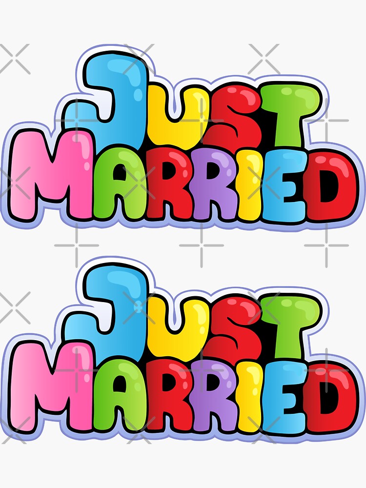 "Just married wedding bride and groom bachelorette party" Sticker for ...
