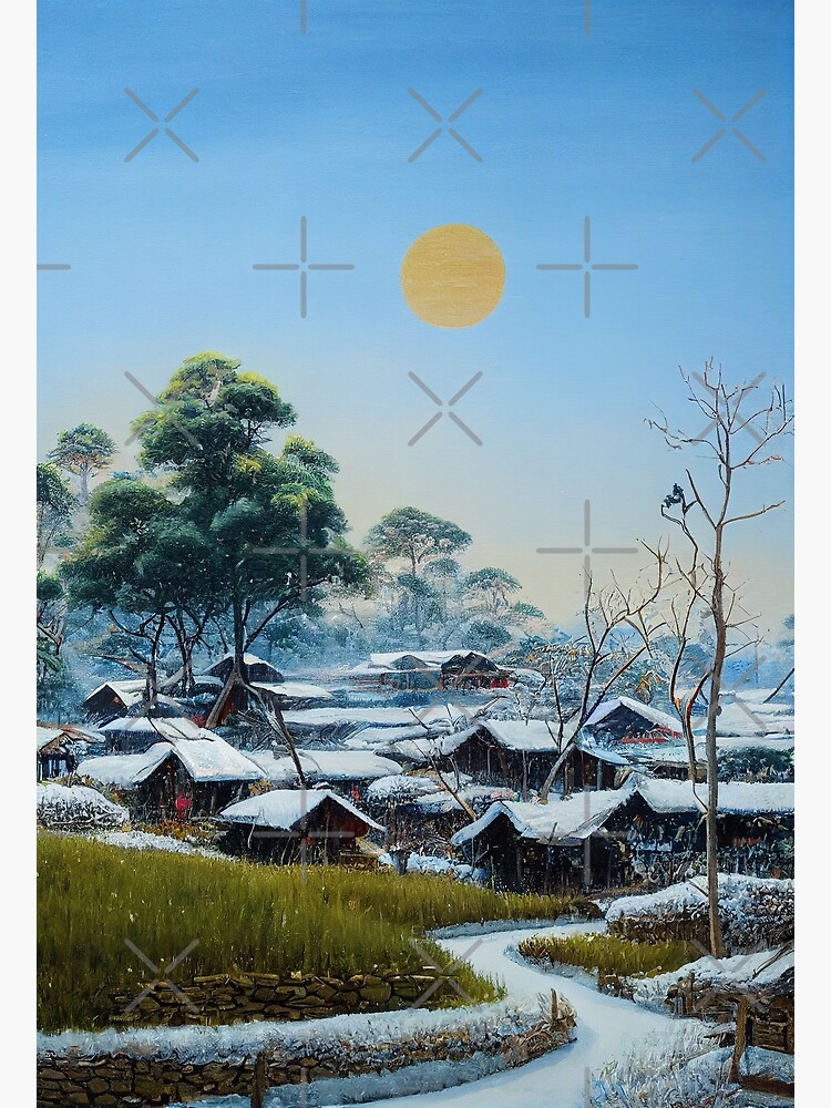 "Winter Scenery of Rural Village in Burma" Poster for Sale by Zayar ...