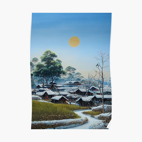 "Winter Scenery of Rural Village in Burma" Poster for Sale by Zayar ...