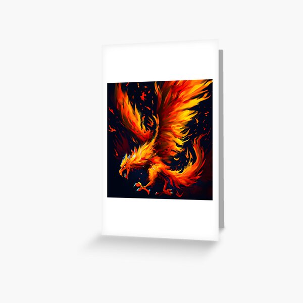 "AI Generated Art, Flying Fire Gryphon, colorful ink drawing" Greeting ...