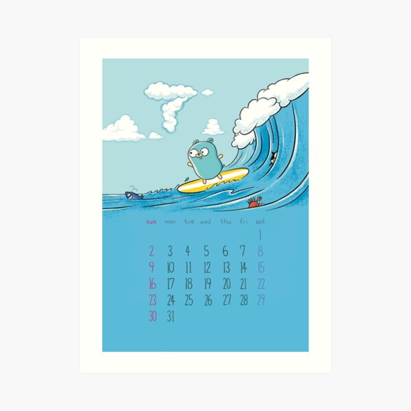 "Gopher Calendar 2023-07" Art Print for Sale by suapapa | Redbubble