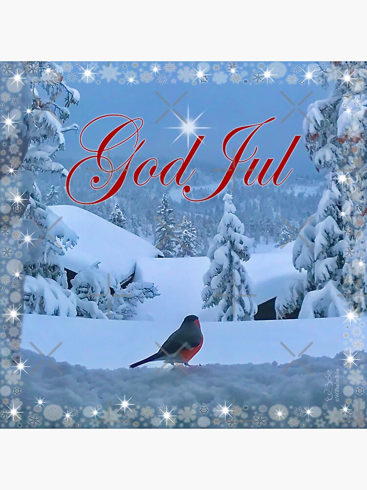 "En dompap ønsker God Jul!" Sticker for Sale by WBOE | Redbubble