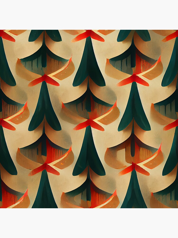 "Baroque Art Christmas Decorations #3 Pine Trees with Red Gold Pattern ...