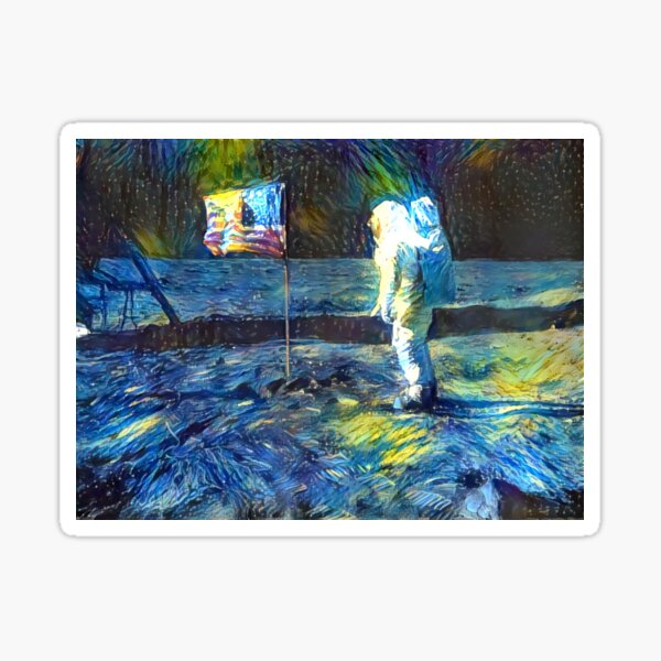 "Moon Landing Starry Night" Sticker for Sale by RadiantArray | Redbubble