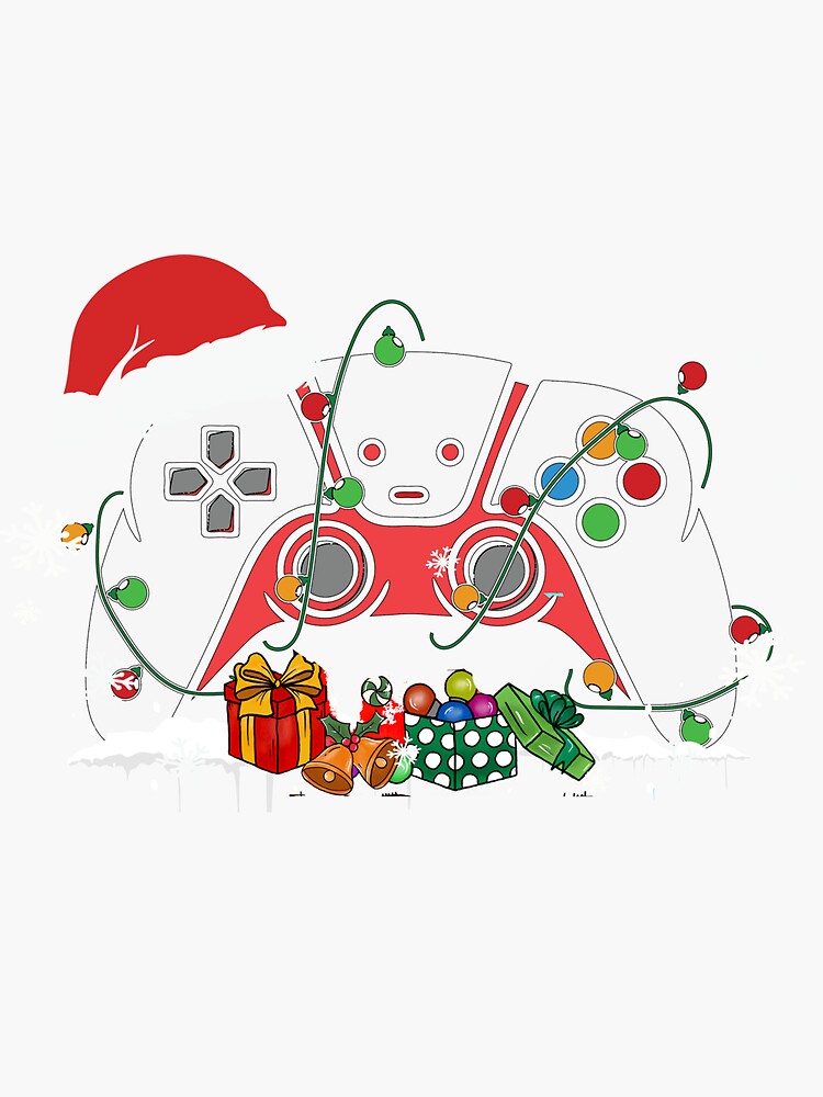 "Video Game Controller Christmas Santa Hat Gamer Boys Xmas" Sticker for ...