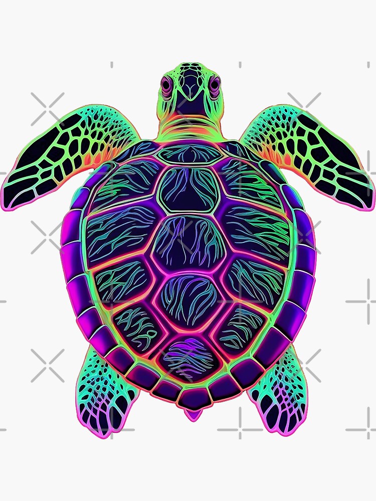 "Neon Green Sea Turtle" Sticker for Sale by Soda-Pop-Art-87 | Redbubble
