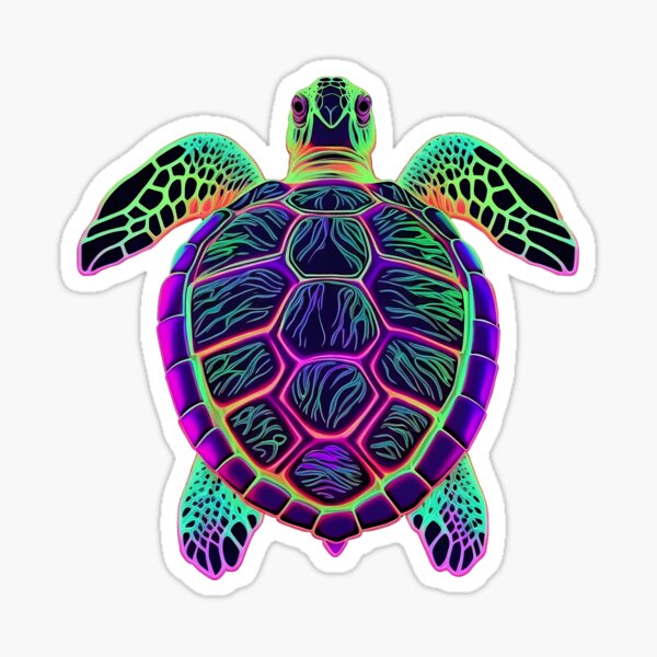 "Neon Green Sea Turtle" Sticker for Sale by Soda-Pop-Art-87 | Redbubble