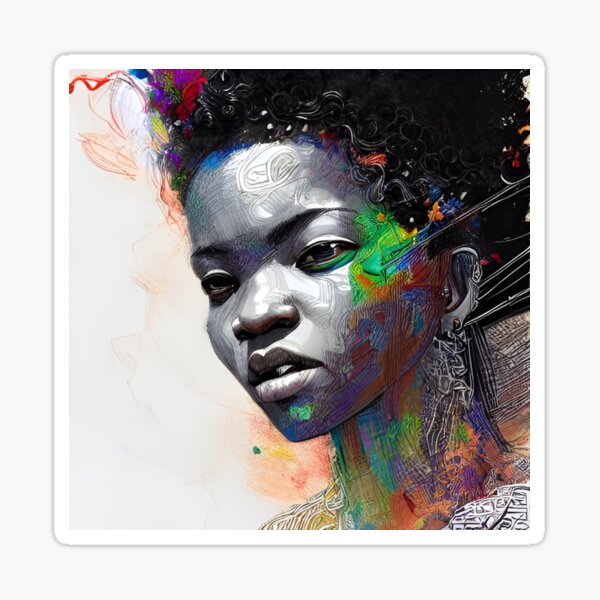"Asali Beautiful African Woman Multicolor" Sticker for Sale by ...