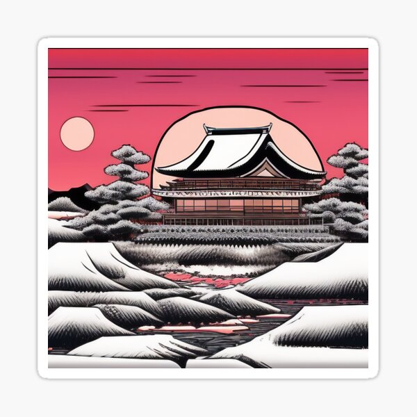 "Retro Japanese Pop-art Temple" Sticker for Sale by Alex-JuJu | Redbubble