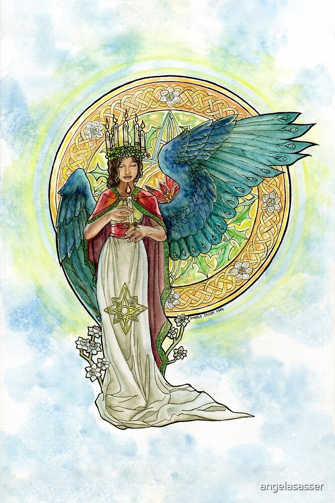 "Saint Lucia Advent Angel Art Nouveau with Candles and Narcissus ...