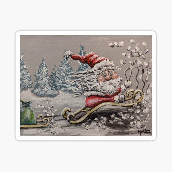 "Sledding Santa" Sticker for Sale by Riffraff81572 | Redbubble