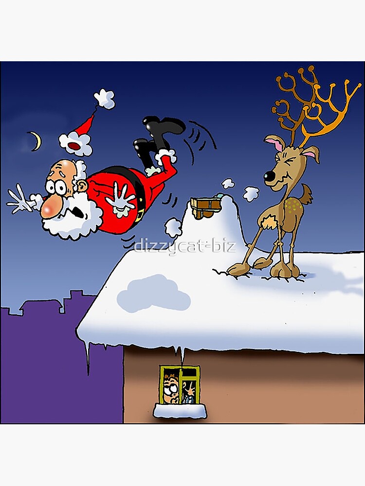 "Santa falling off roof" Poster for Sale by dizzycat-biz | Redbubble