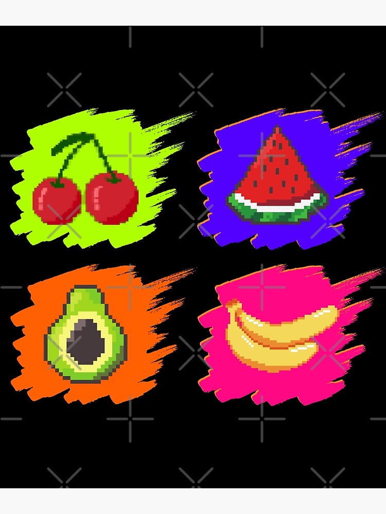 "Pixel Fruit Scribble Pixel Art" Poster for Sale by SilverWareMedia ...