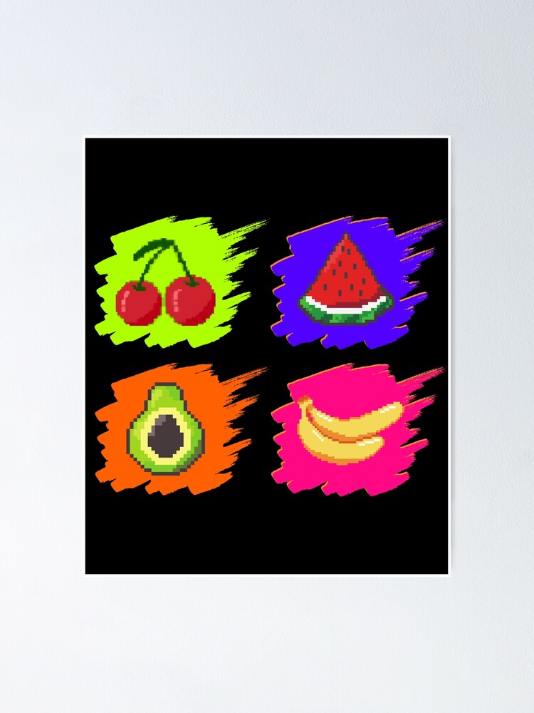 "Pixel Fruit Scribble Pixel Art" Poster for Sale by SilverWareMedia ...