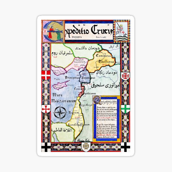 "Crusades Map; First Crusade; Kingdom of Jerusalem" Sticker for Sale by ...