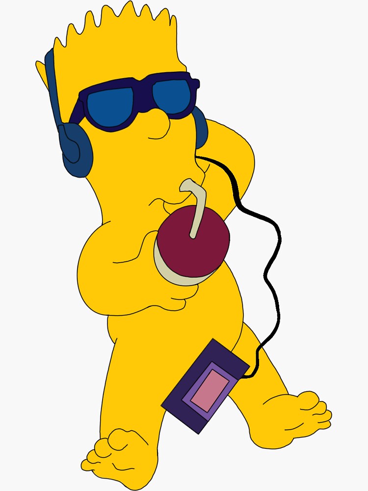 Bart Vibing To Music Sticker For Sale By Drayziken Redbubble