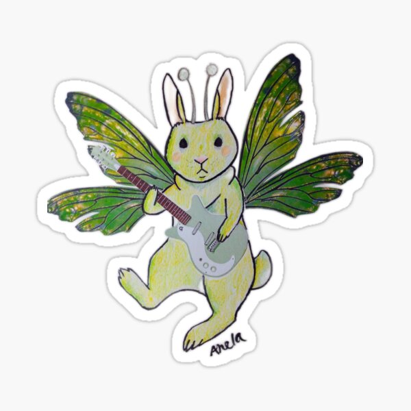 "Rockin' Fairy Bunny (Guitar)" Sticker for Sale by googlyluvr | Redbubble