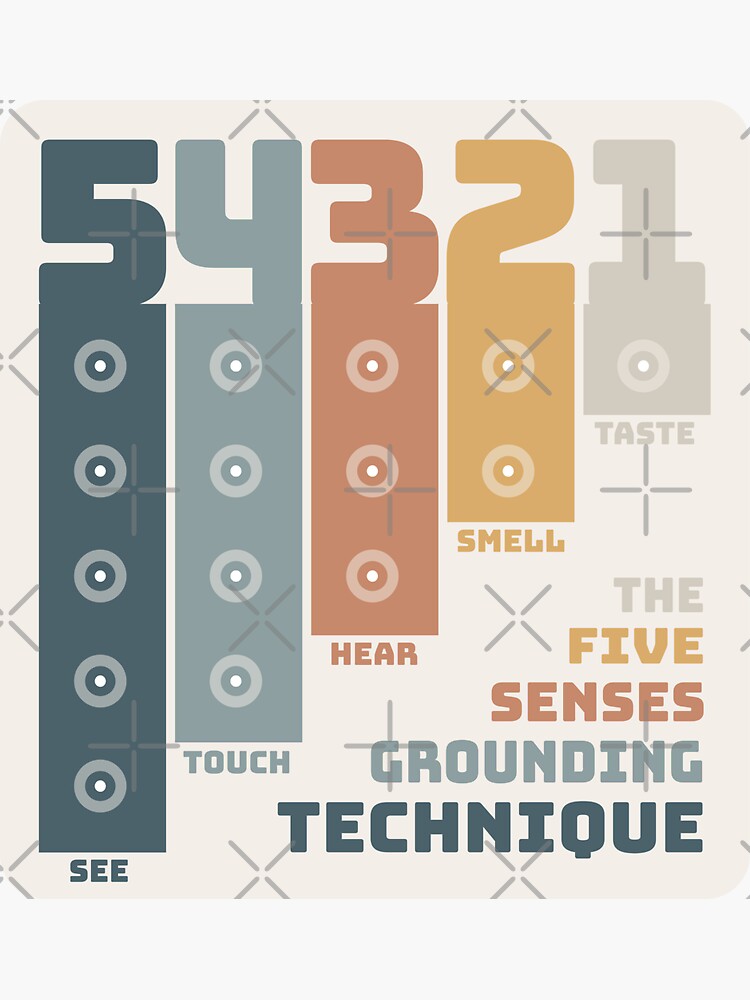 "54321 FIVE SENSES GROUNDING TECHNIQUE - Stress Management - " Sticker ...
