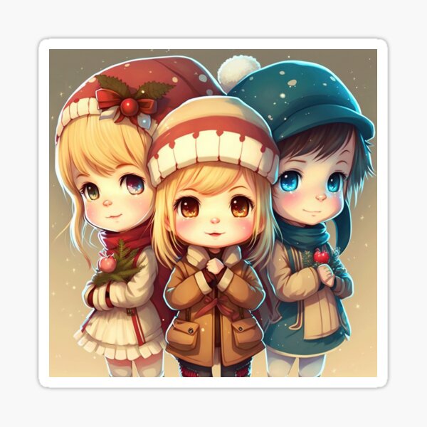 "Chibi Christmas Girls" Sticker for Sale by Mr-Ordinary | Redbubble