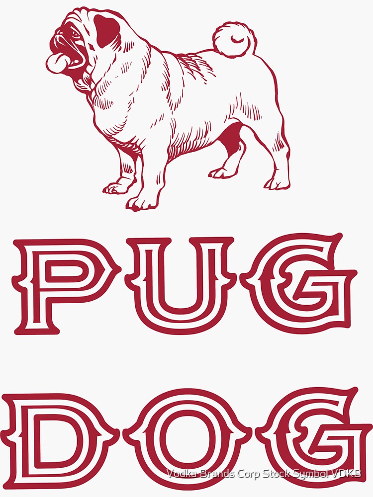 "Pug Dog in Red Stacked Letters" Sticker for Sale by VDKB | Redbubble