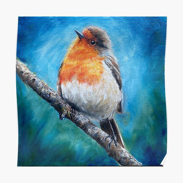 "European Robin Bird" Poster for Sale by artbycarrie | Redbubble