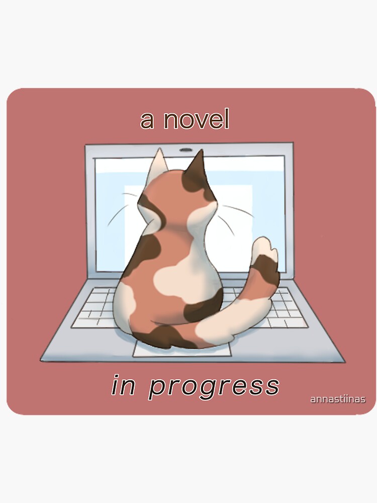 "A novel in progress Cat Laptop" Sticker for Sale by annastiinas ...