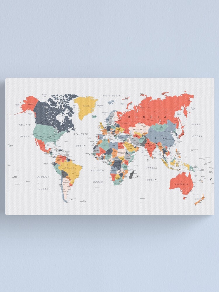 "World Map in Happy Colors" Canvas Print for Sale by UrbanEpiphany ...