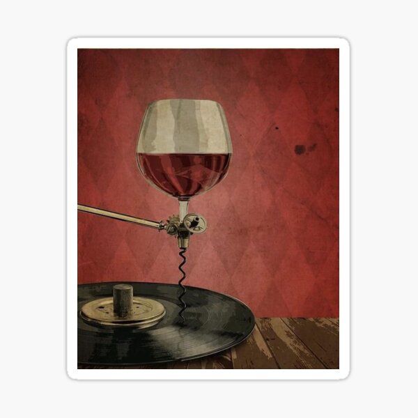 "Vintage Retro Design Red wine with vinyl music" Sticker for Sale by ...