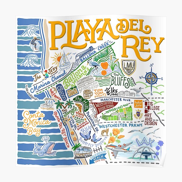 "PLAYA DEL REY ILLUSTRATED MAP" Poster for Sale by iheartpdr | Redbubble