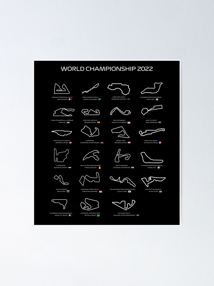 "All Calendar F1 Race Tracks Circuits for 2022" Poster for Sale by ...