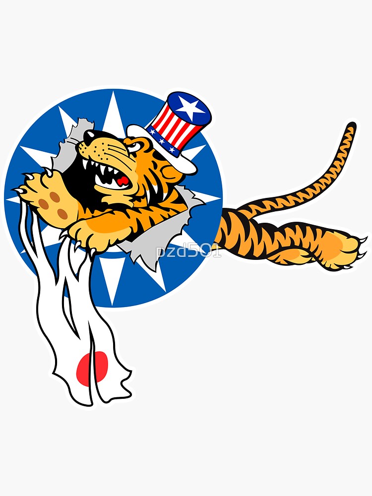 "AVG - Flying Tigers - Tiger Uncle Sam Hat - Clean Style" Sticker for ...