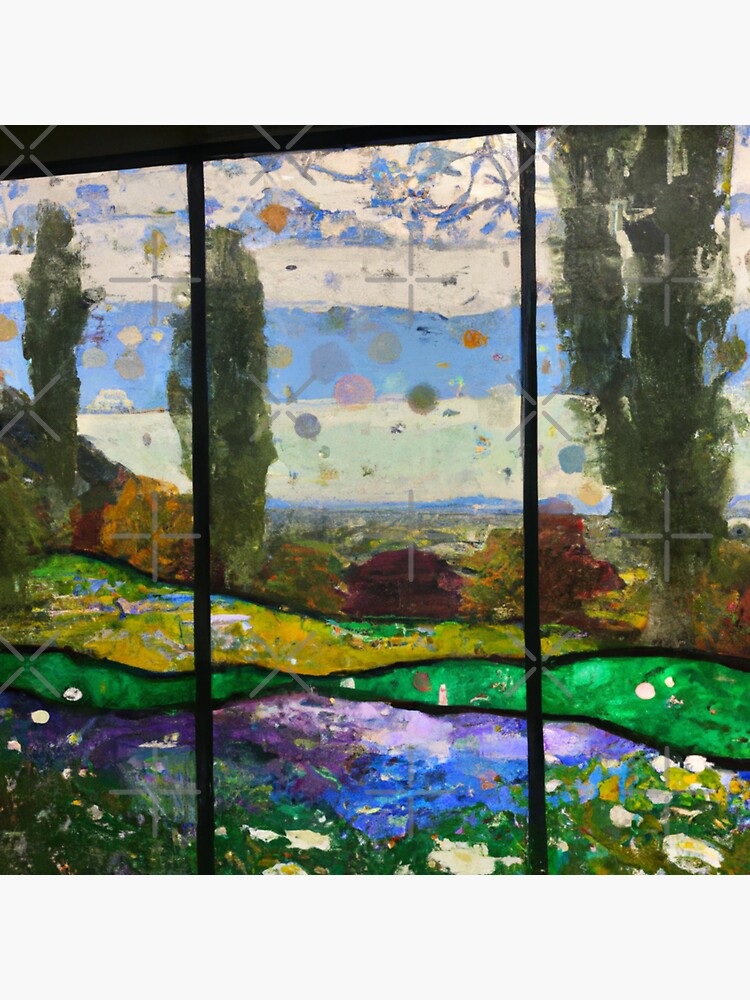 "Stained Glass of Monet Landscape (AI Generated Art)" Sticker for Sale ...