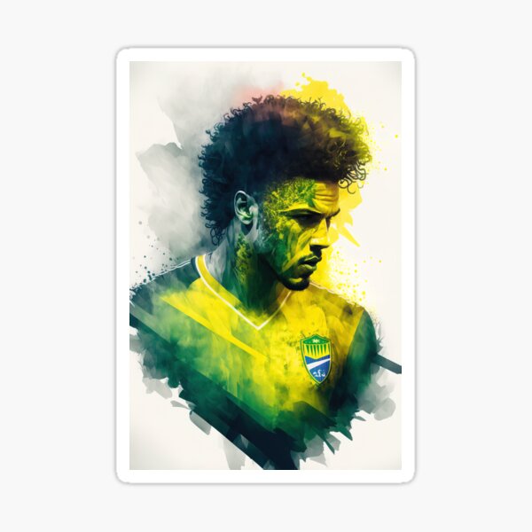 "Brazilian Football Player with Flag Color Design" Sticker for Sale by ...