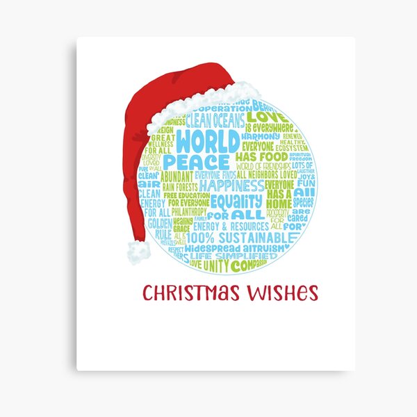 "Christmas Wishes - Vision of World Peace - Earth Word Cloud" Canvas ...